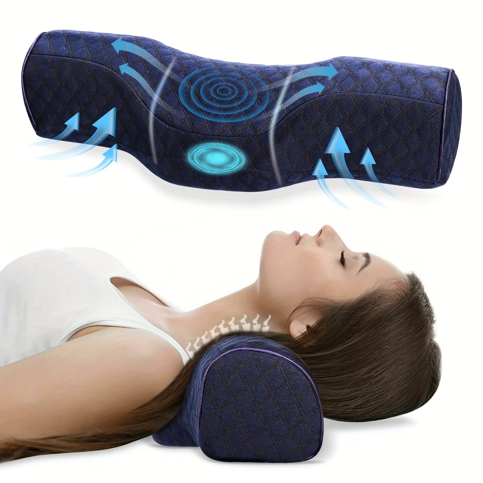 Eoumupi Blue Ergonomic Neck Care Ultimate Cervical Support Pillow ...