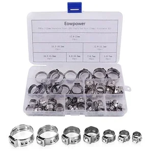 Eowpower 70Pcs 7-21Mm Stainless Steel 304 Single Ear Hose Clamps ...