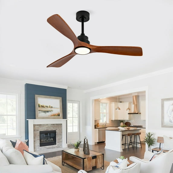 Eowynic 52 Inch Modern Wood Ceiling Fans with Lights and Remote Control ...