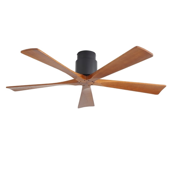 Eowynic 52-inch Matte Black Ceiling Fan without Light, 5 Walnut Wood ...