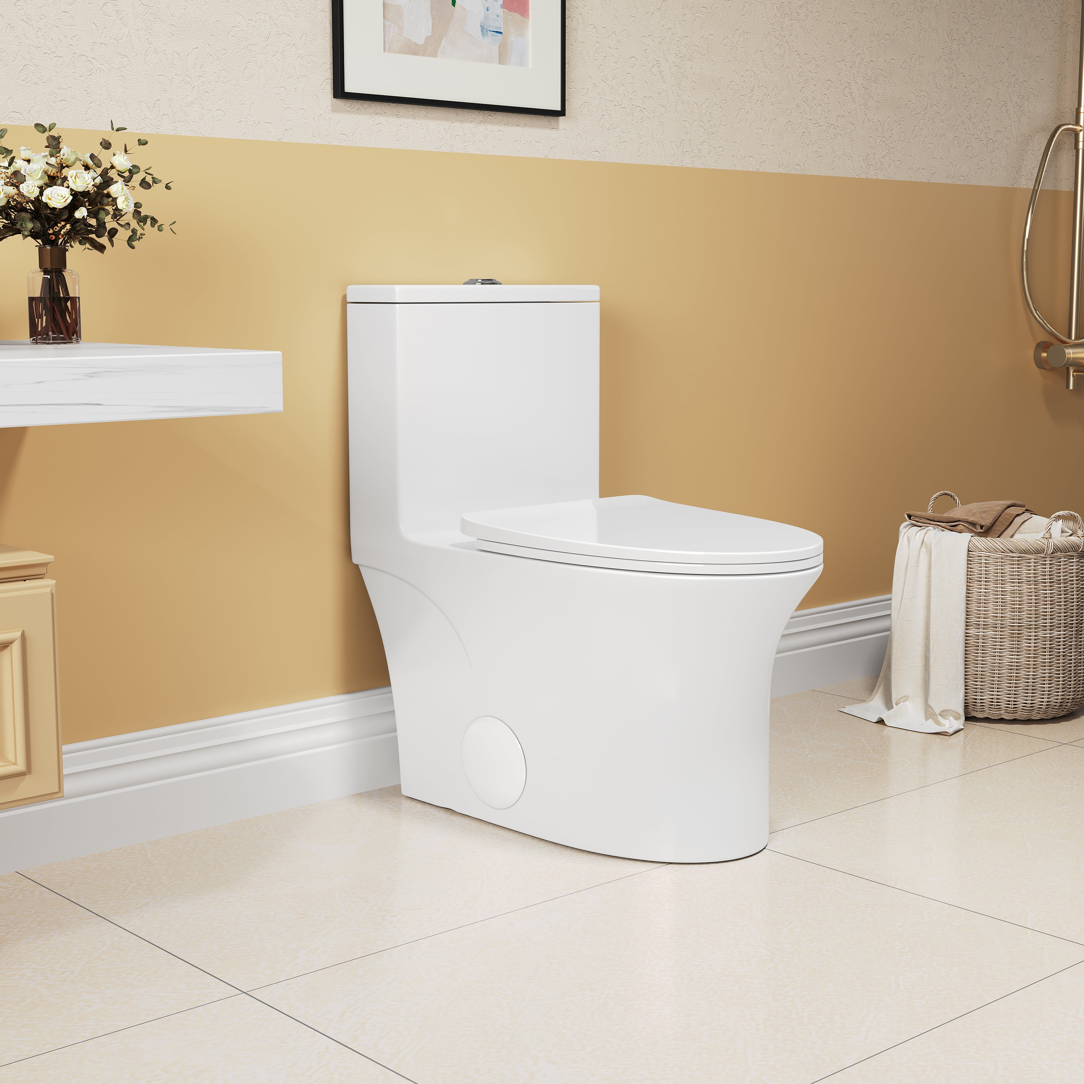 Eowynic Eowynic 1-Piece Toilet, 1.1/1.60 GPF Dual-Flush Toilet ...