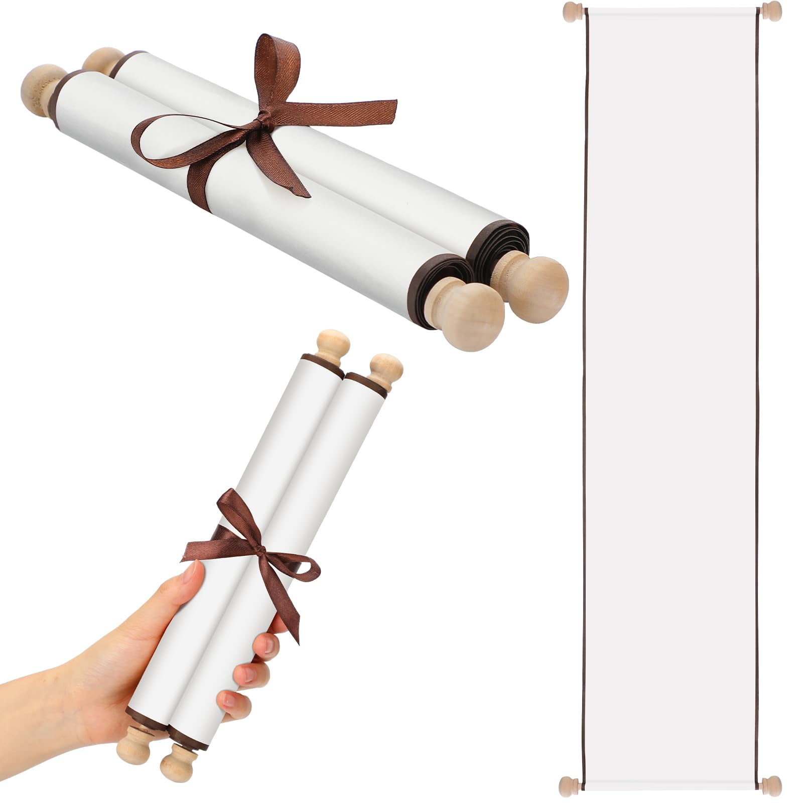 Epakh 1 Pack Blank ESF27 Paper Scrolls Wrapped on Wood Rod for Writing ...