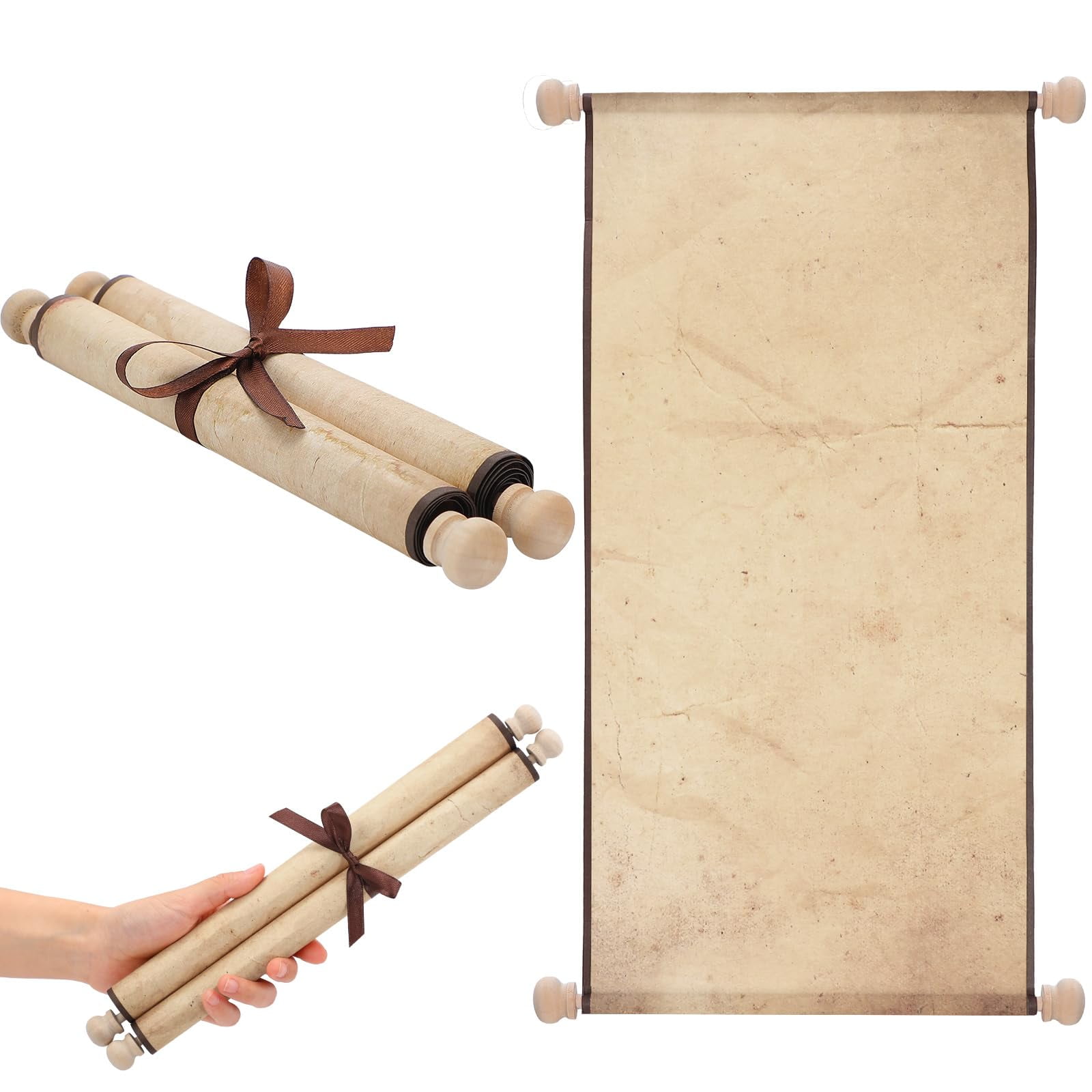 Epakh 1 Pack Blank JKF25 Paper Scrolls Wrapped on Wood Rod for Writing ...