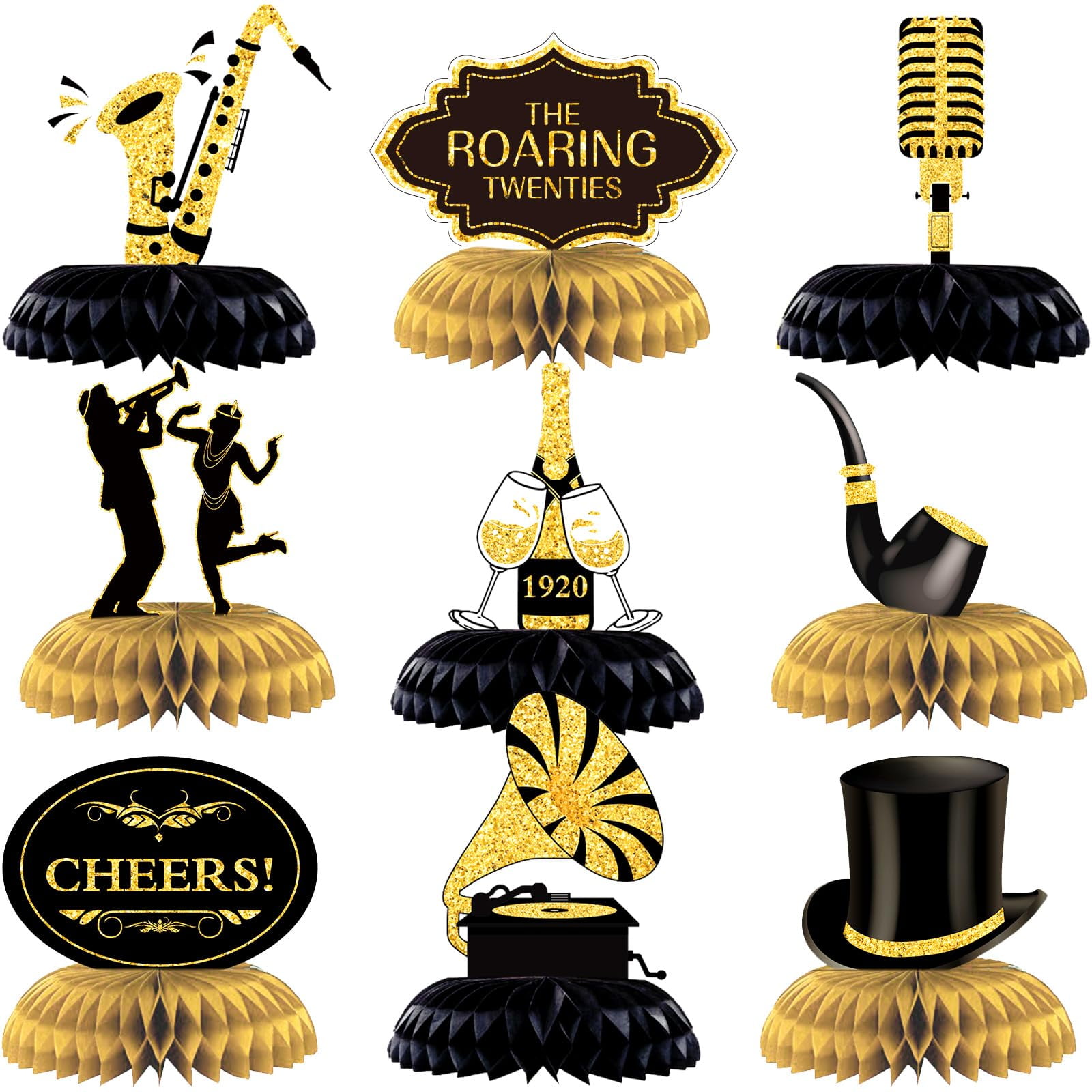 Epakh 10 Pcs Roaring 1920's Party Decorations Honeycomb Centerpiece ...