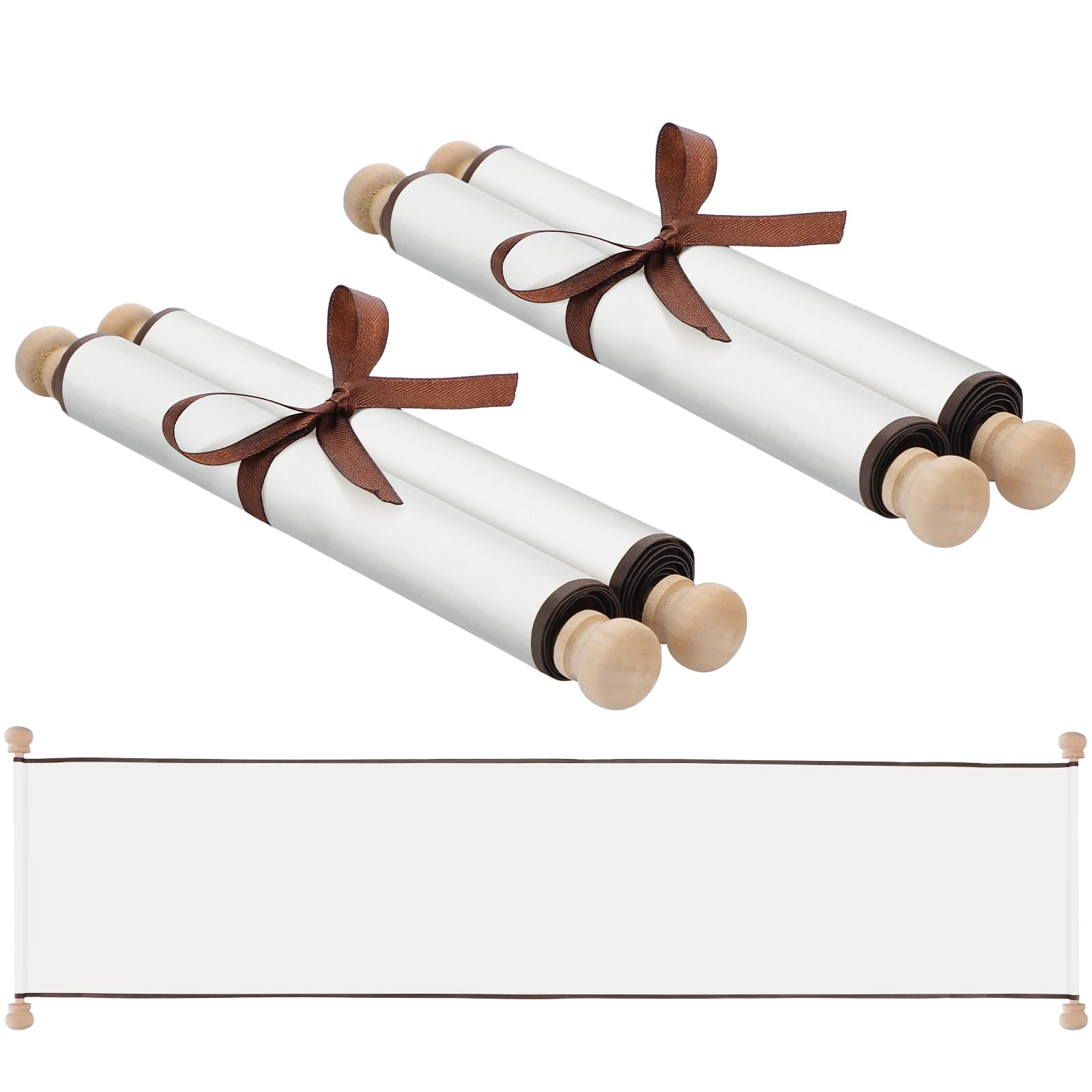 Epakh 2 Pack Blank AIF4 Paper Scrolls Scroll Paper Wrapped on Wood Rod ...