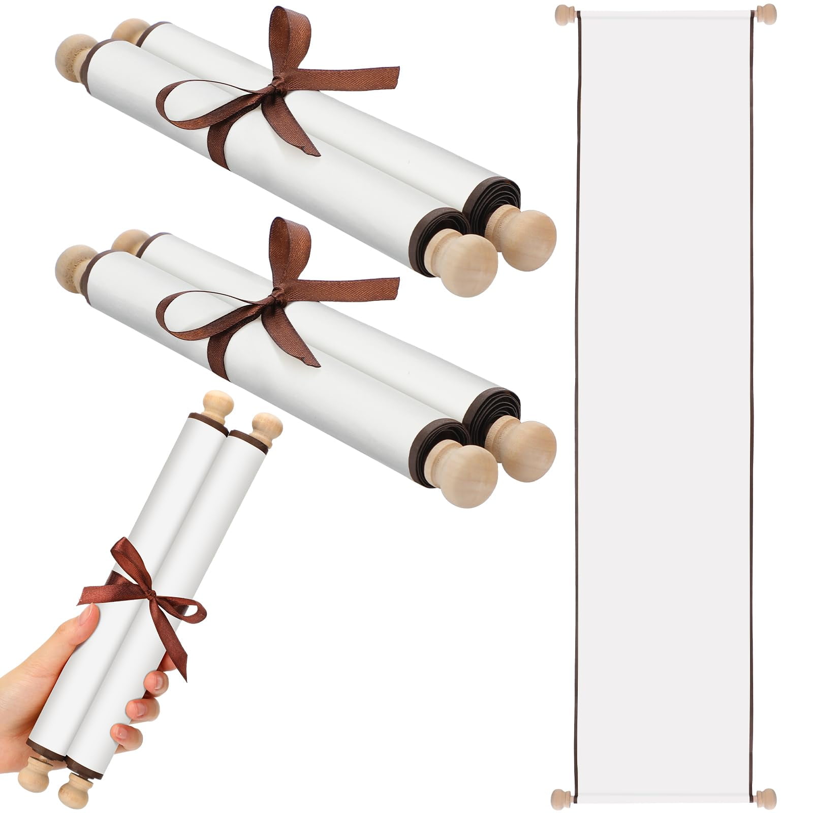 Epakh 2 Pack Blank MSF2 Paper Scrolls 9 x Inches Wrapped on Wood Rod ...