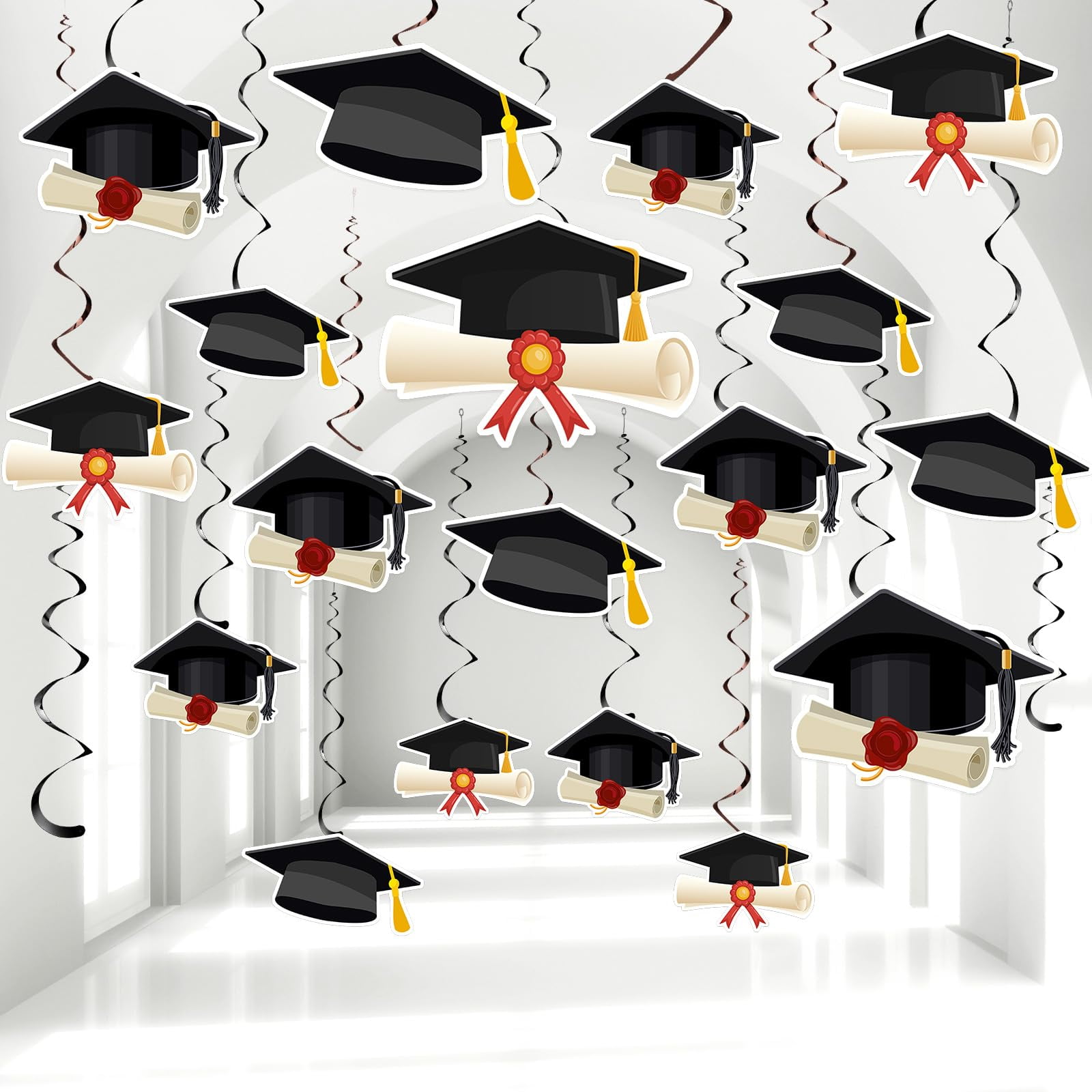 Epakh 48 Pcs Graduation Cap Hanging Swirl 2025 Graduation Party ...