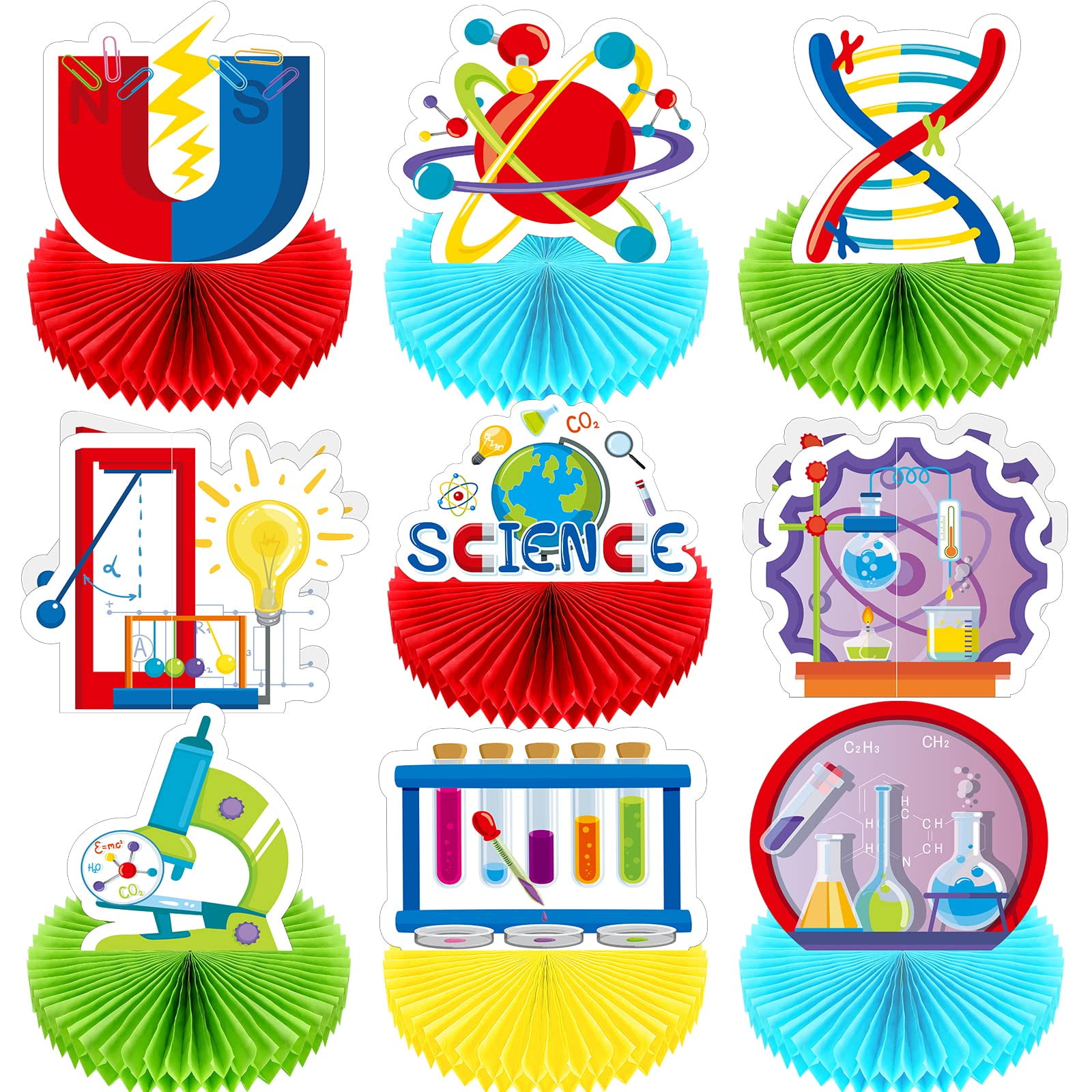 Epakh 9 Pcs Science STF9 Party Decorations Science Lab Honeycomb ...