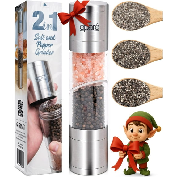 Eparé 2 in 1 Salt and Pepper Grinder Combo – Manual Dual Salt and ...