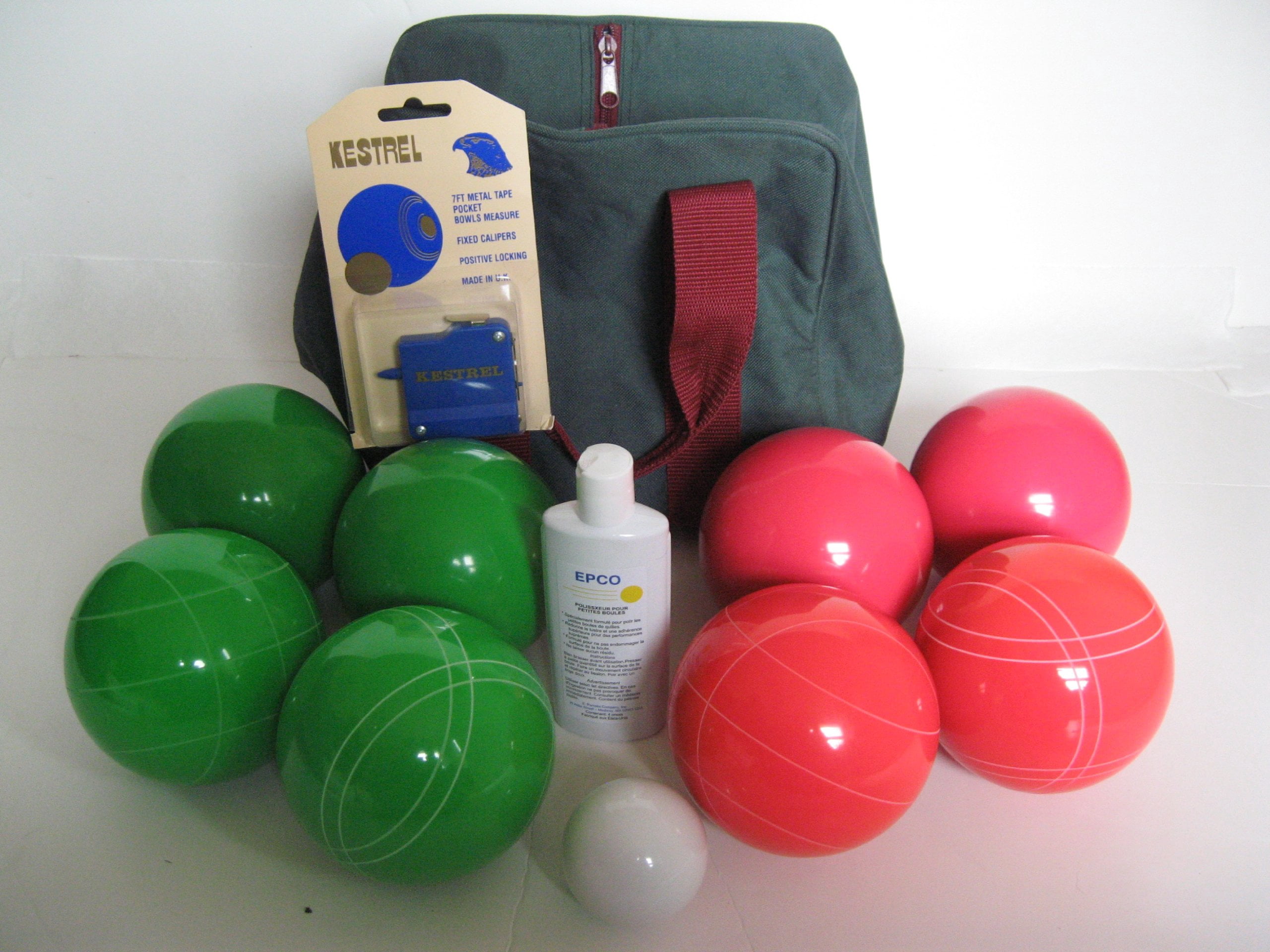 Epco Basic Bocce Package - 110mm Green and Light Red Balls, Quality ...