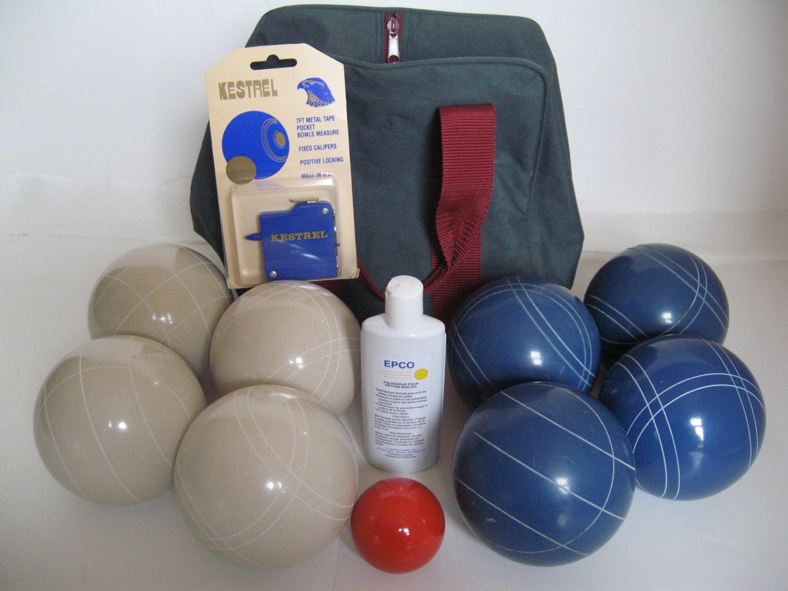 Epco Basic Bocce Package - 110mm White and Blue Balls, Quality Nylon ...