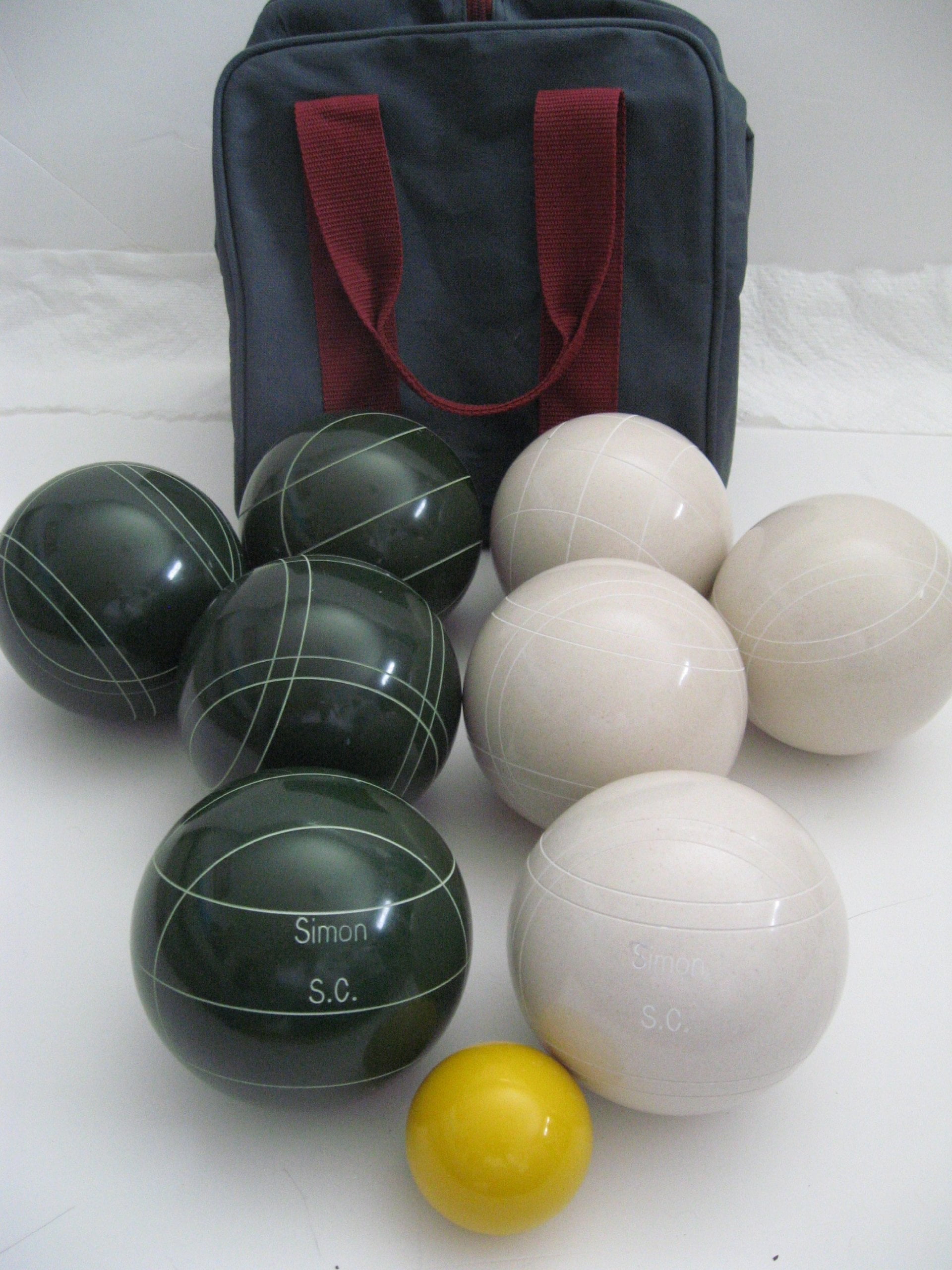 Epco Engraved Bocce Package - 110mm White and Green Balls with ...