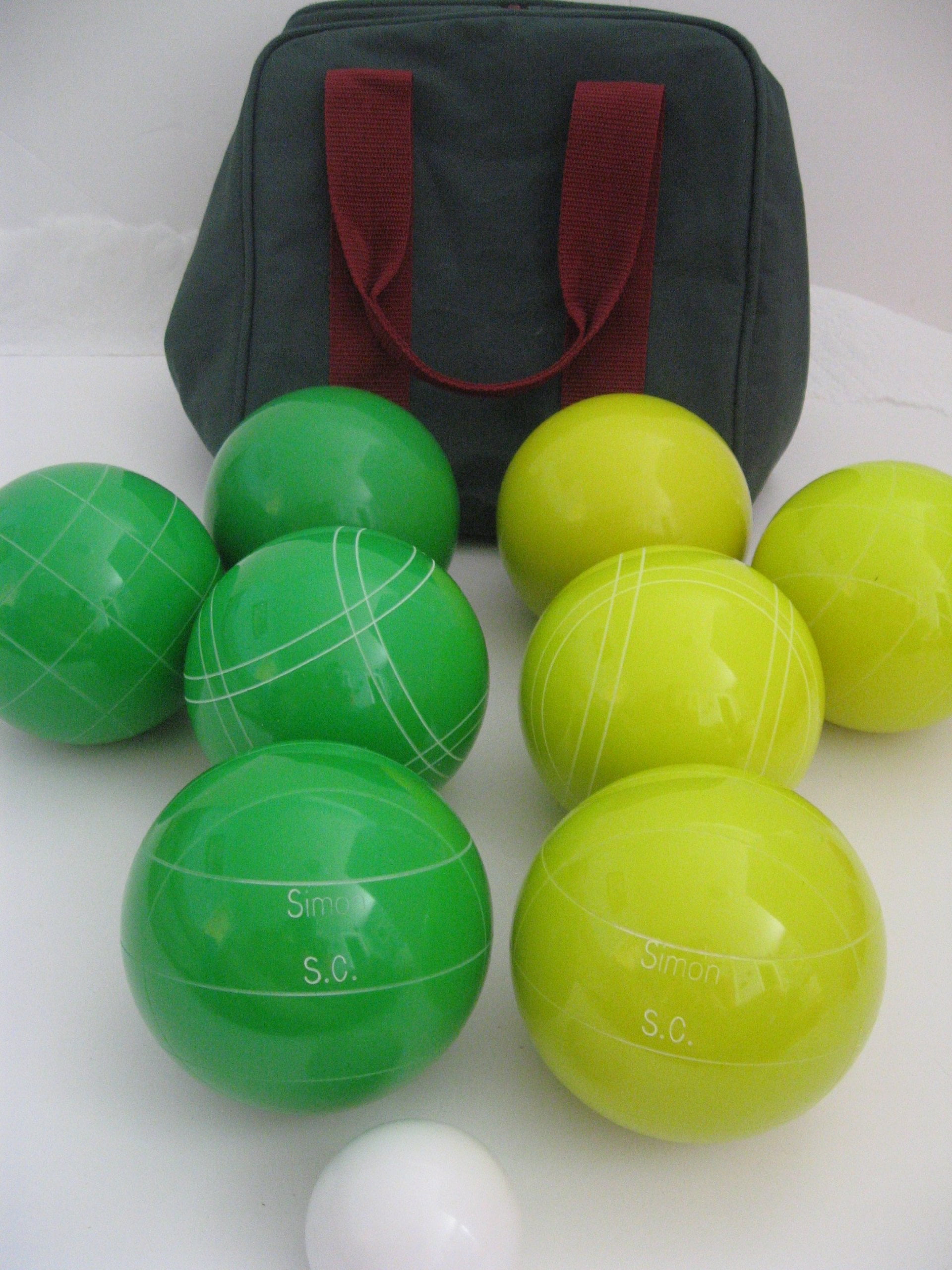 Epco Engraved Bocce Package - 110mm Yellow and Green Balls with ...
