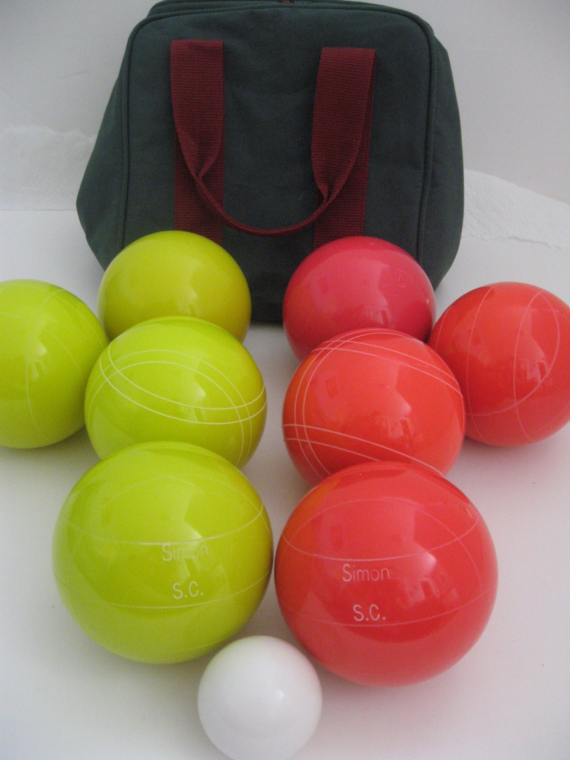 Epco Engraved Bocce Package - 110mm Yellow and Light Red Balls with ...