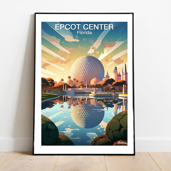 Epcot Center Poster: Spaceship Earth, Florida Travel Art, Unframed ...