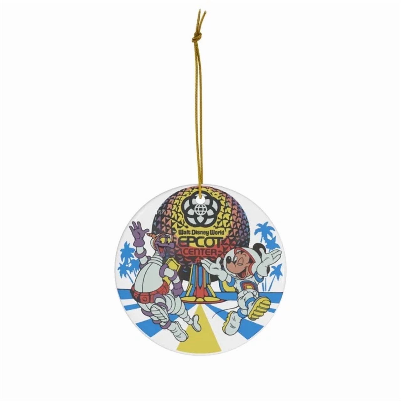 Epcot Mickey And Figment 80'S Style Festive Noel Ceramic Ornament 2D ...