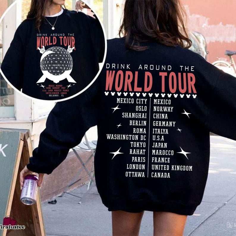 Epcot World Tour Sweatshirt, Drink Around The World Sweater, Mouse and ...
