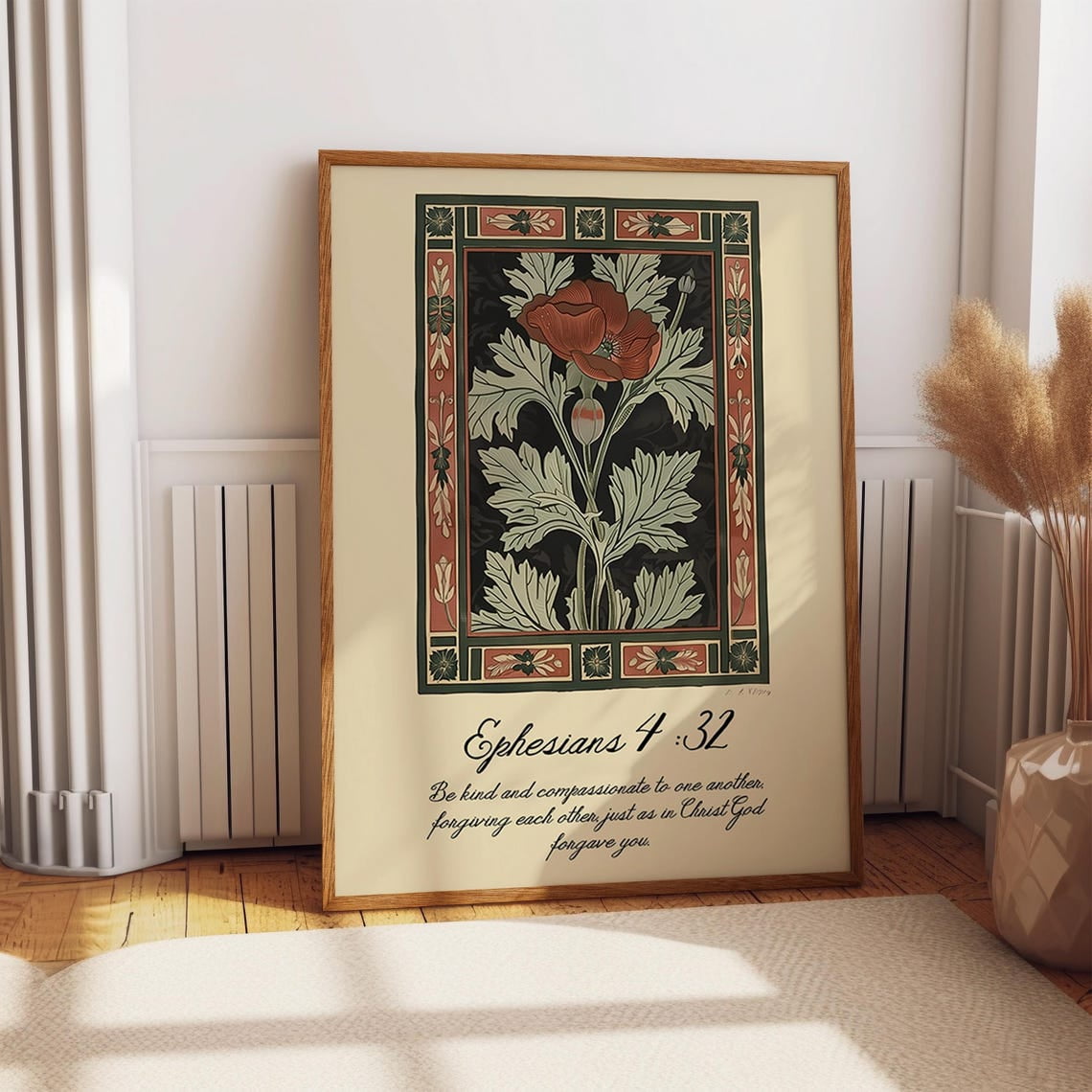 Ephesians 4:32 Bible Verse Wall Artred Poppy Christian Posterkindness ...