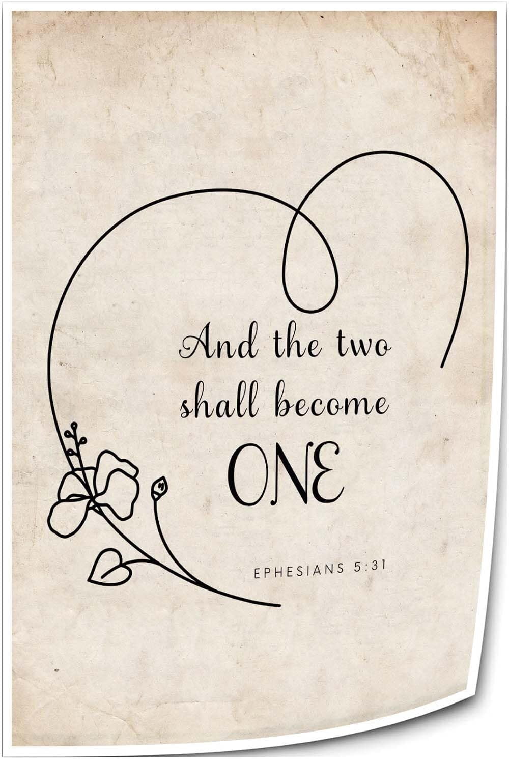 Ephesians 5 31 Bible Verse Wall Art and The Two Shall Become One Quote ...
