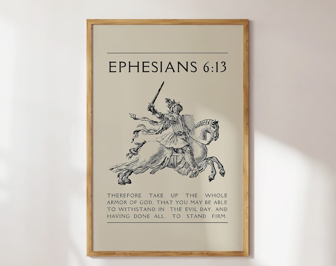 Ephesians 6:13, Vintage Armor Of God Print, Christian Poster, Bible ...