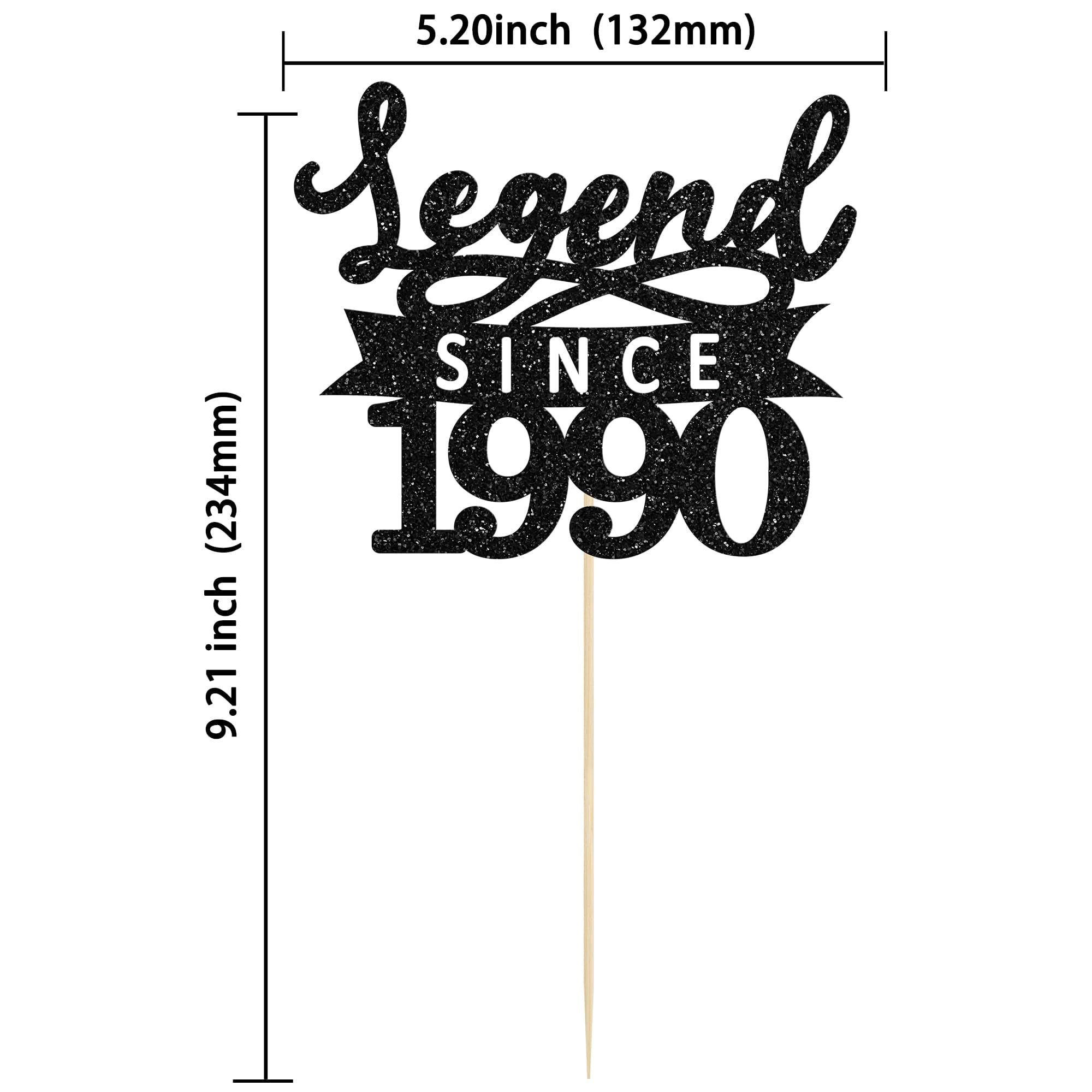 Ephlyn 1Pc Legend AJH3 Since 1990 Cake Topper Glitter Five Happy 35th ...