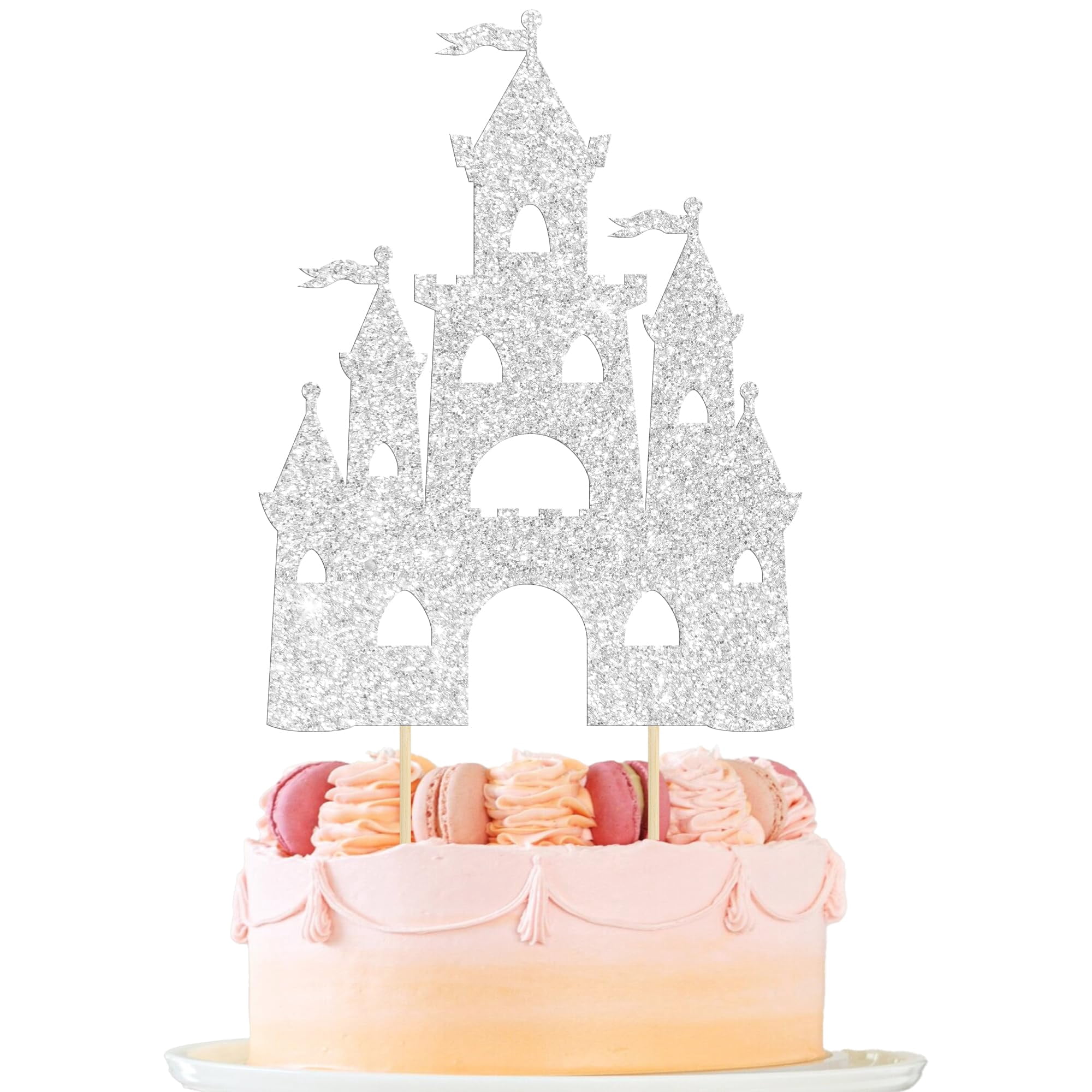 Ephlyn 1Pcs Castle Cake Topper Glitter BSL1 Princess Castle Theme ...