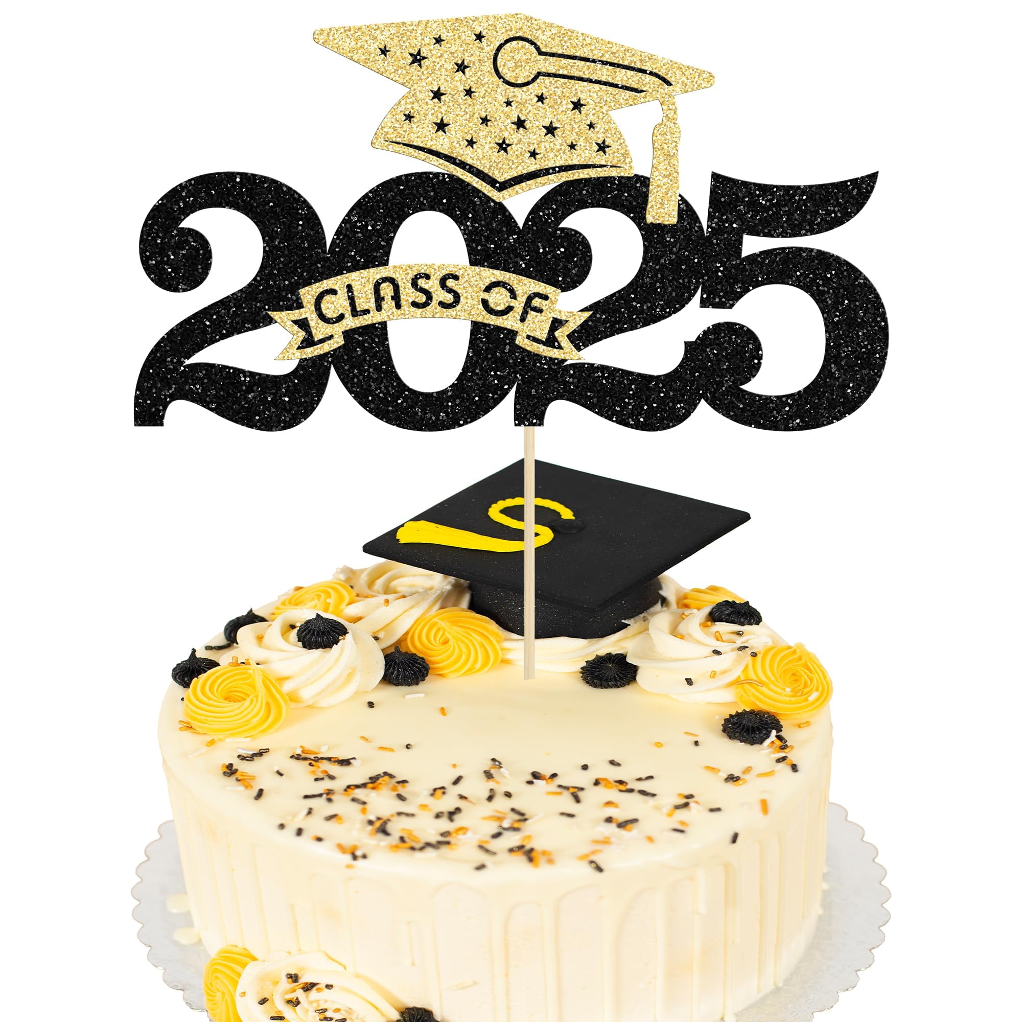 Ephlyn 1Pcs Class of 2025 Cake COC1Topper Glitter Graduation Cap Cake ...