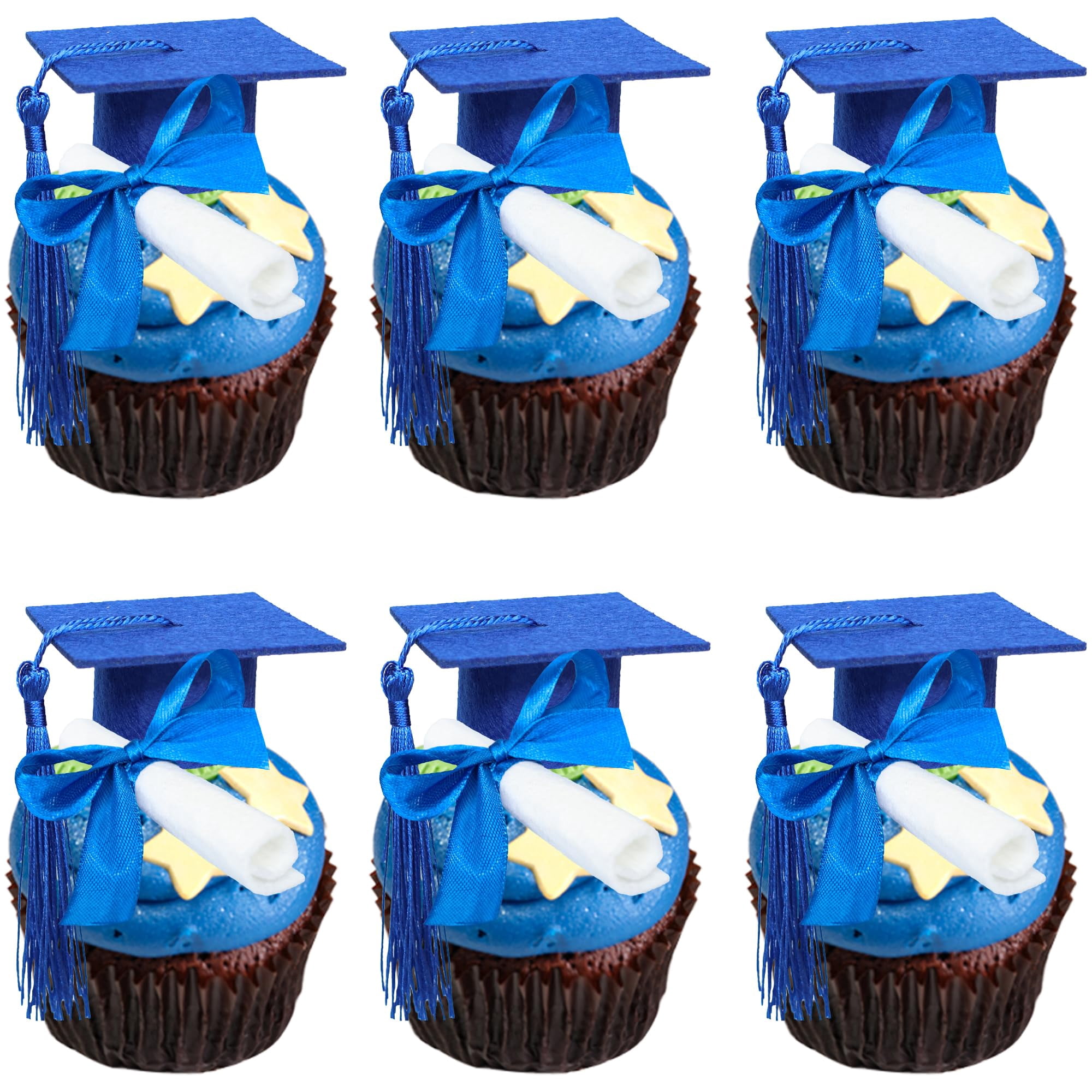 Ephlyn 24 Pack TWE5 3D 2025 DIY Graduation Cap Cupcake Toppers and ...