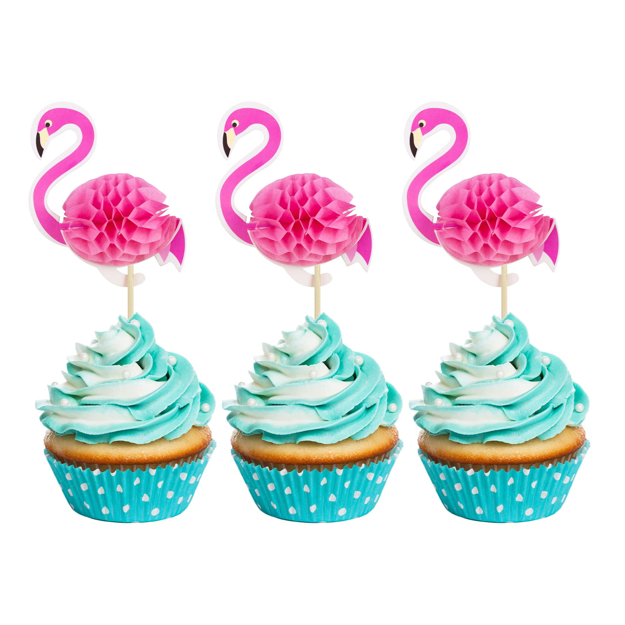 Ephlyn 24pcs 3D Flamingo Cupcake Toppers, ITL1 Tropical Aloha Luau ...
