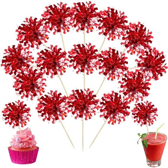 Ephlyn 30Pcs Foil Firework Cupcake Toppers Happy Birthday Cake Toppers ...