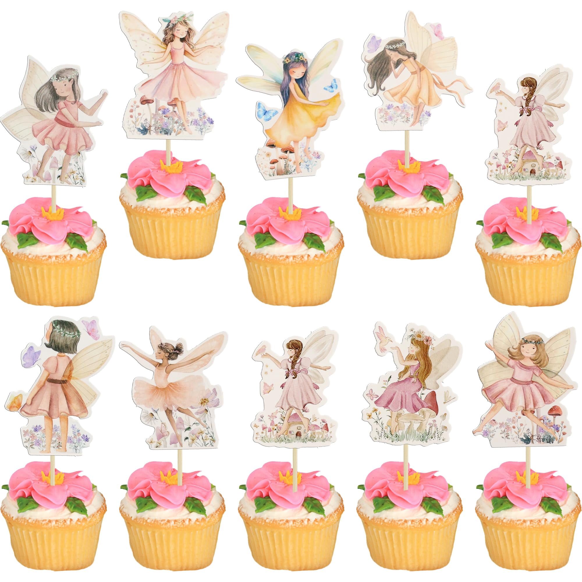 Ephlyn 36Pcs Fairy Cupcake Toppers Wing ITL1 Angel Flower Fairy ...