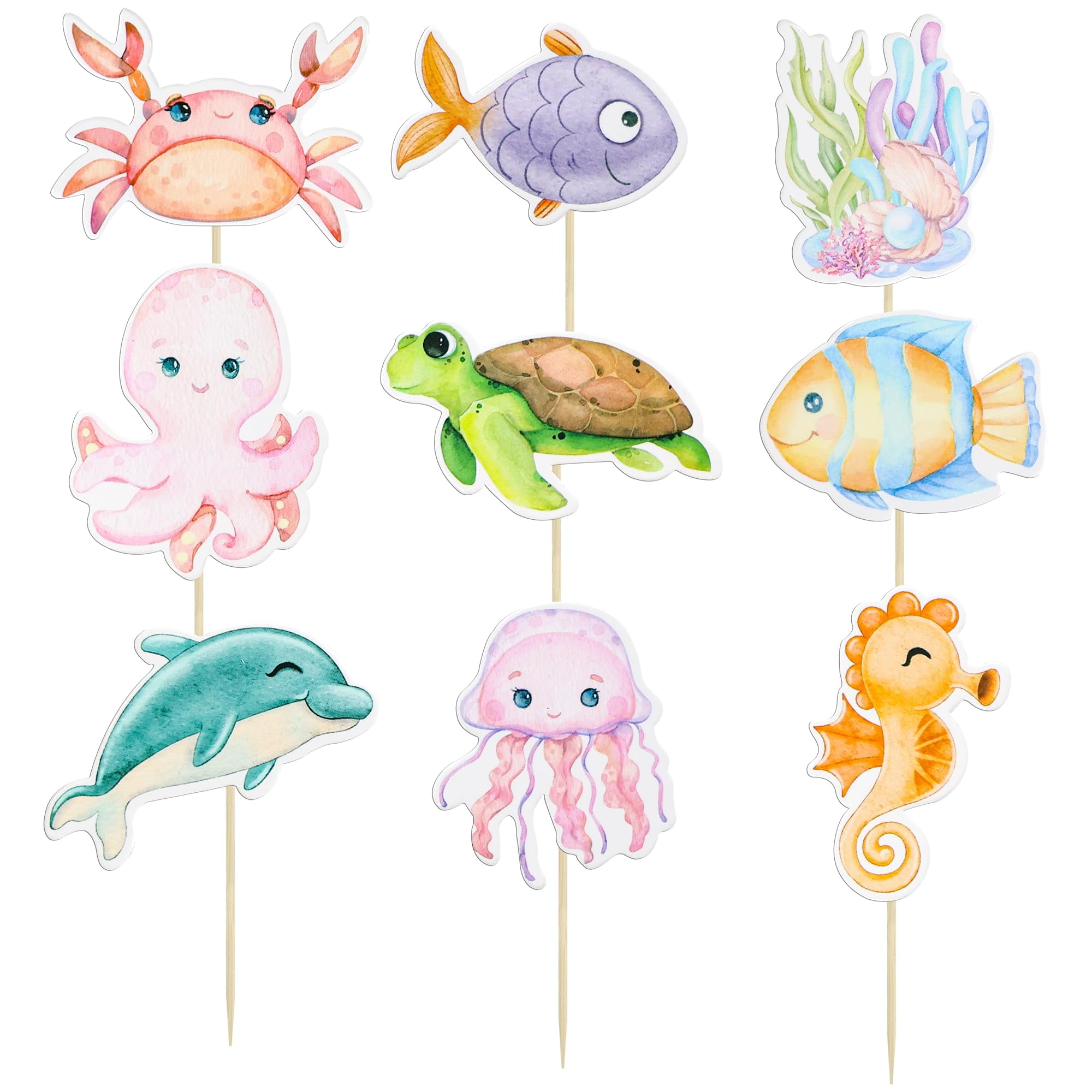 Ephlyn 36Pcs OceanEGSC Animal Cupcake Toppers Under the Sea Turtles ...