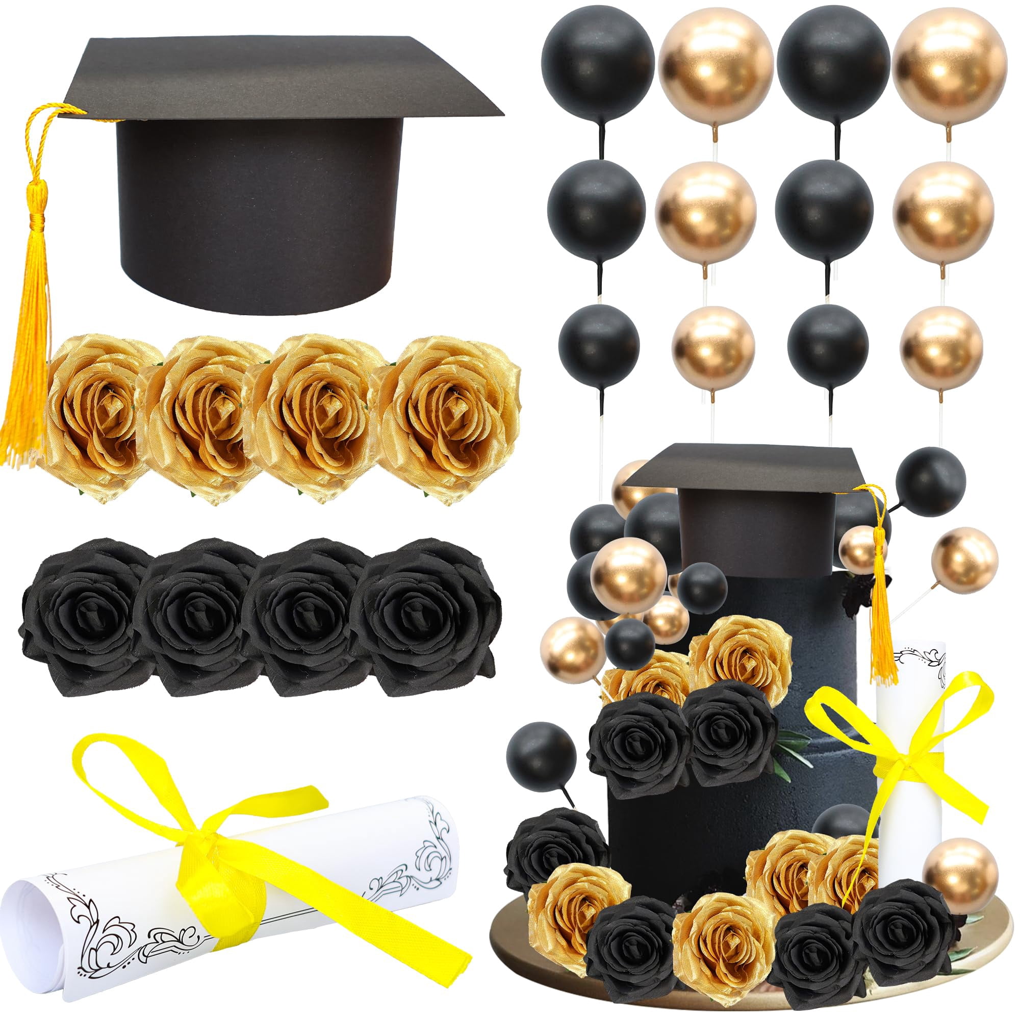 Ephlyn 40 Pack 2025 Graduation Cake AIS1 Toppers Class of 2025 Cap ...