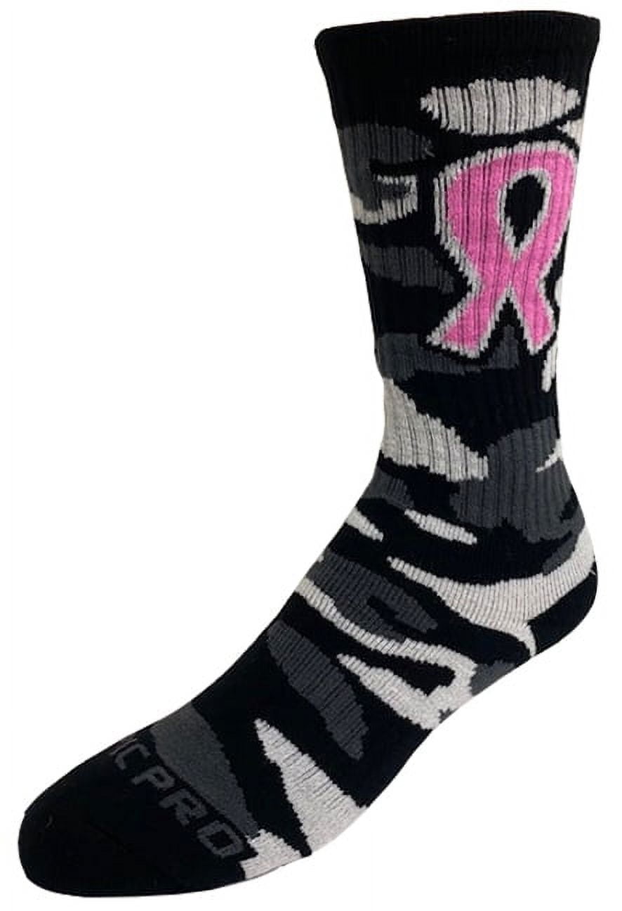 Epic Adult Crew Breast Cancer Awareness Black Camo Pink Ribbon Socks ...
