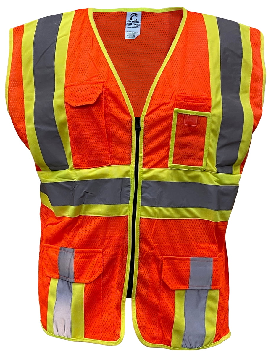 Epic Adult Deluxe Reflective Zip Front Safety Vest,11-Pockets - Walmart.com