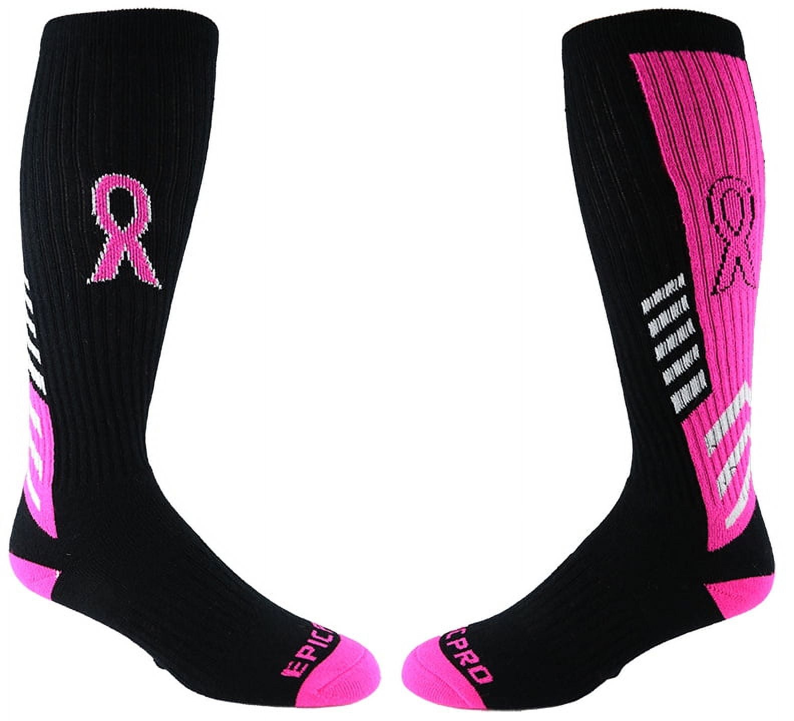 Epic Adult Over-The-Calf Breast Cancer Black Top Rank Pink Ribbon Socks ...