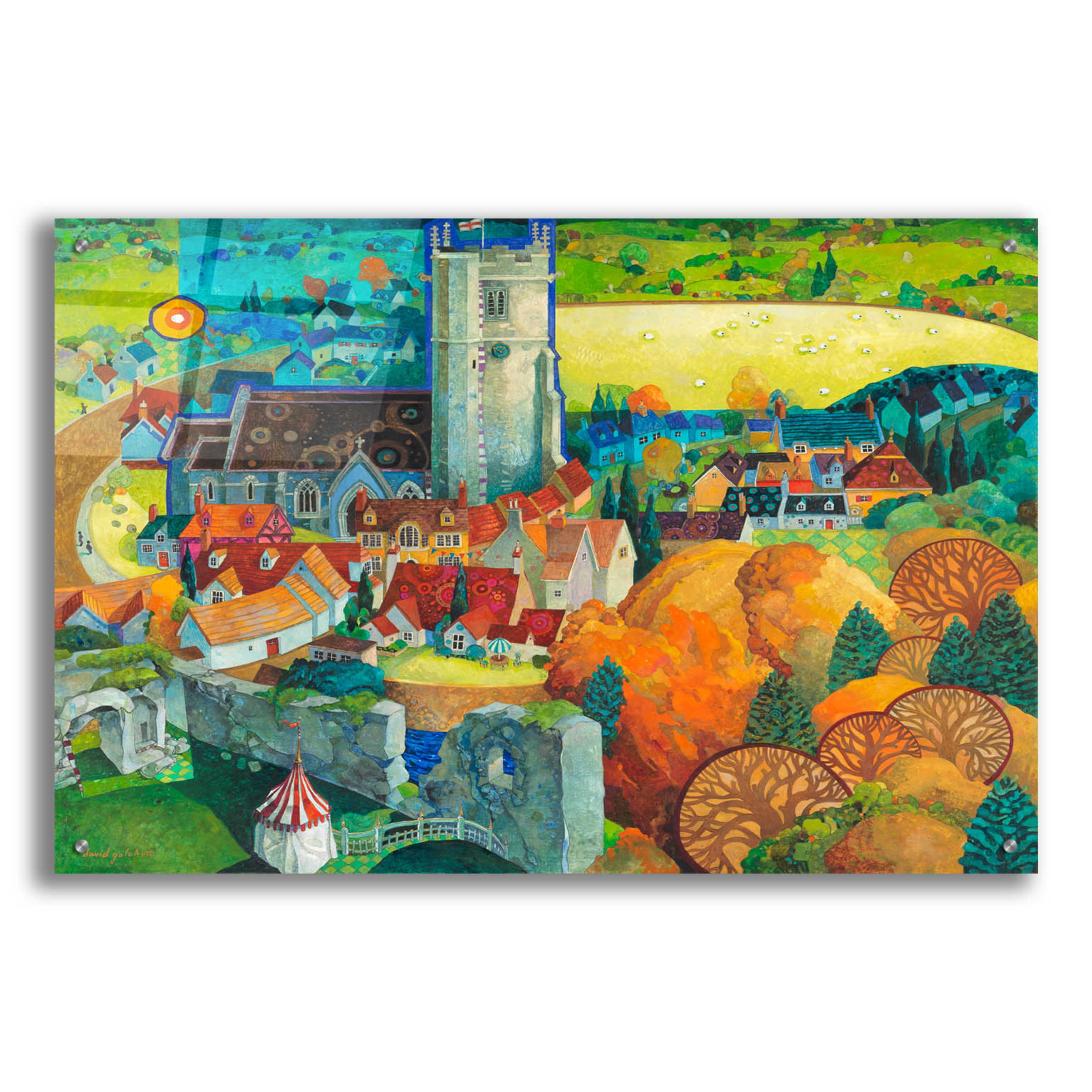 Epic Art 'A View from Corfe Castle Dorset' by David Galchutt, Acrylic ...