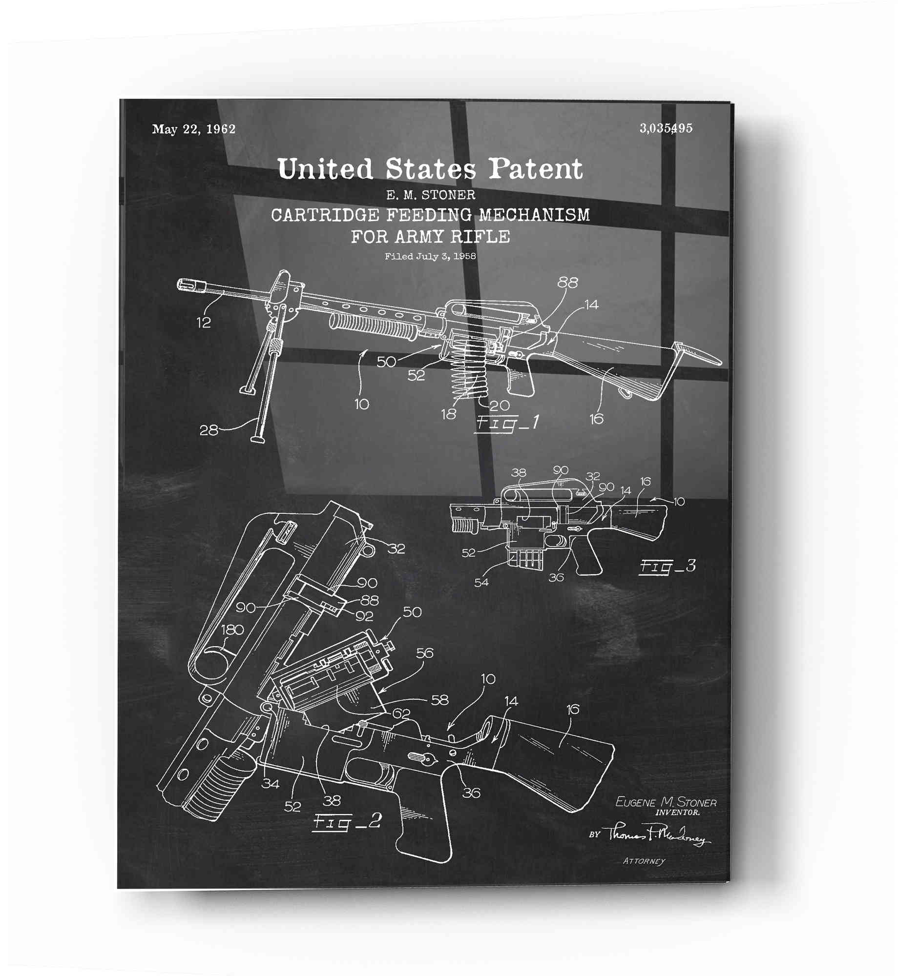 Epic Art 'Ammunition Feeder for Army Rifle Blueprint Patent Chalkboard ...