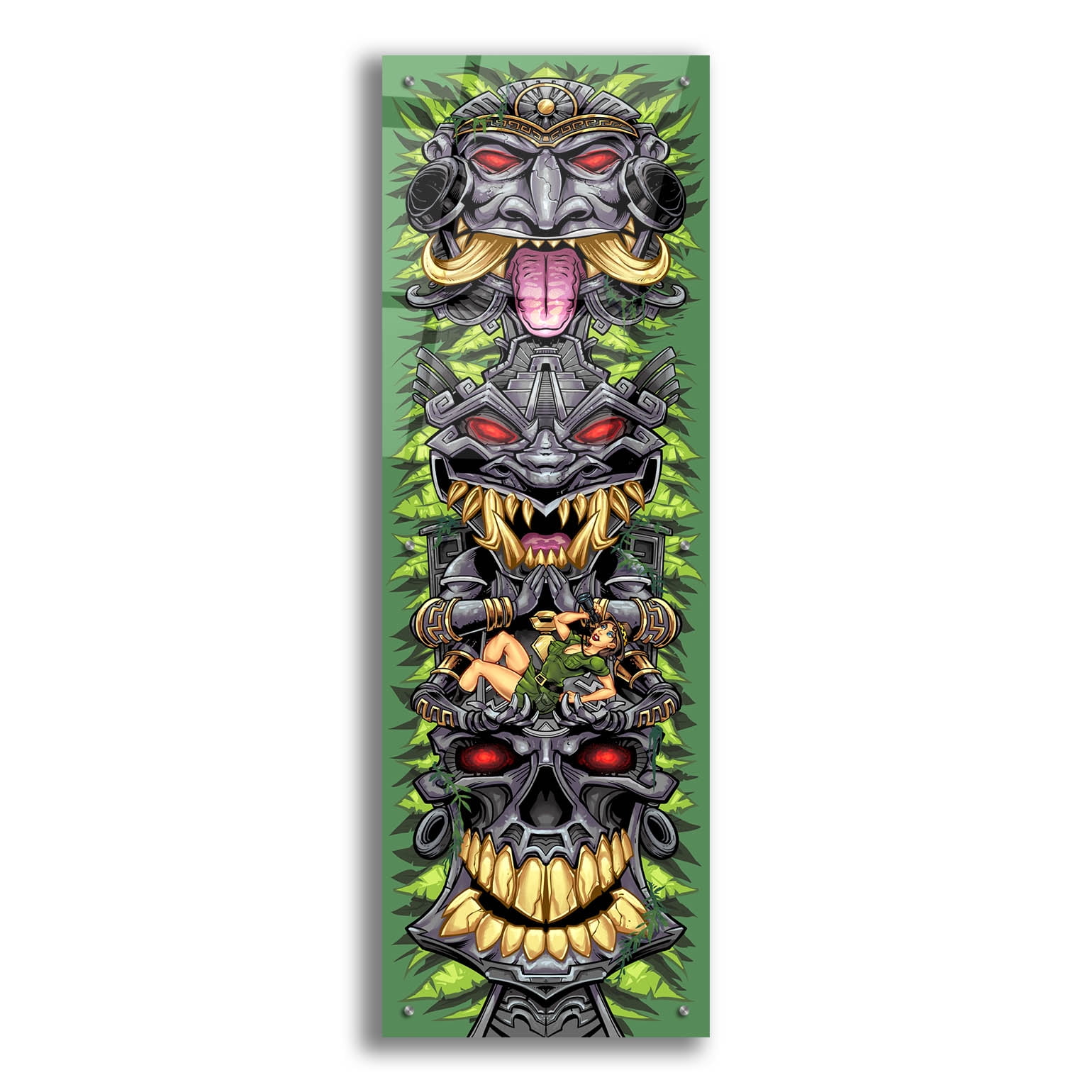 Epic Art 'Aztec Tiki Totem Skateboard' by Flyland Designs, Acrylic ...