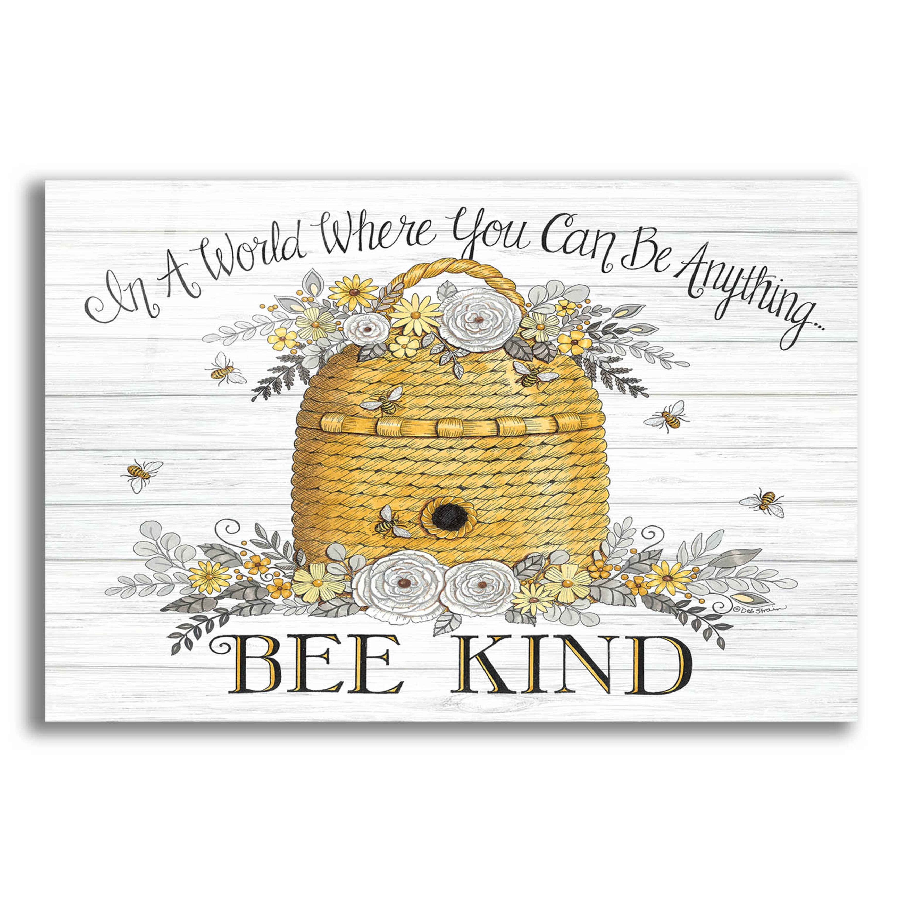 Epic Art 'Bee Kind Bee Hive' by Deb Strain, Acrylic Glass Wall Art, 24 ...