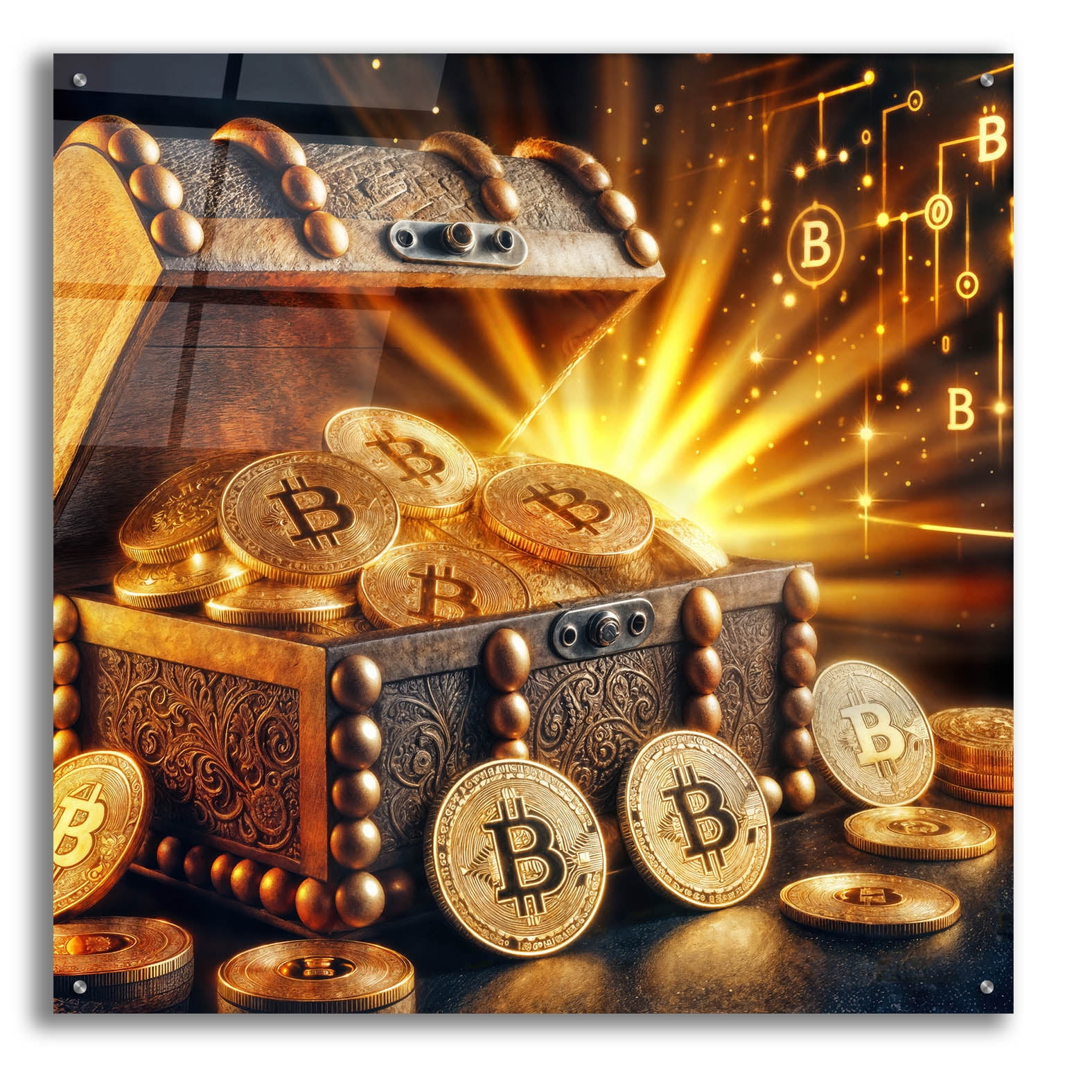 Epic Art 'Bitcoin Gold Treasure Chest' by Rey Klimt Acrylic Glass Wall ...