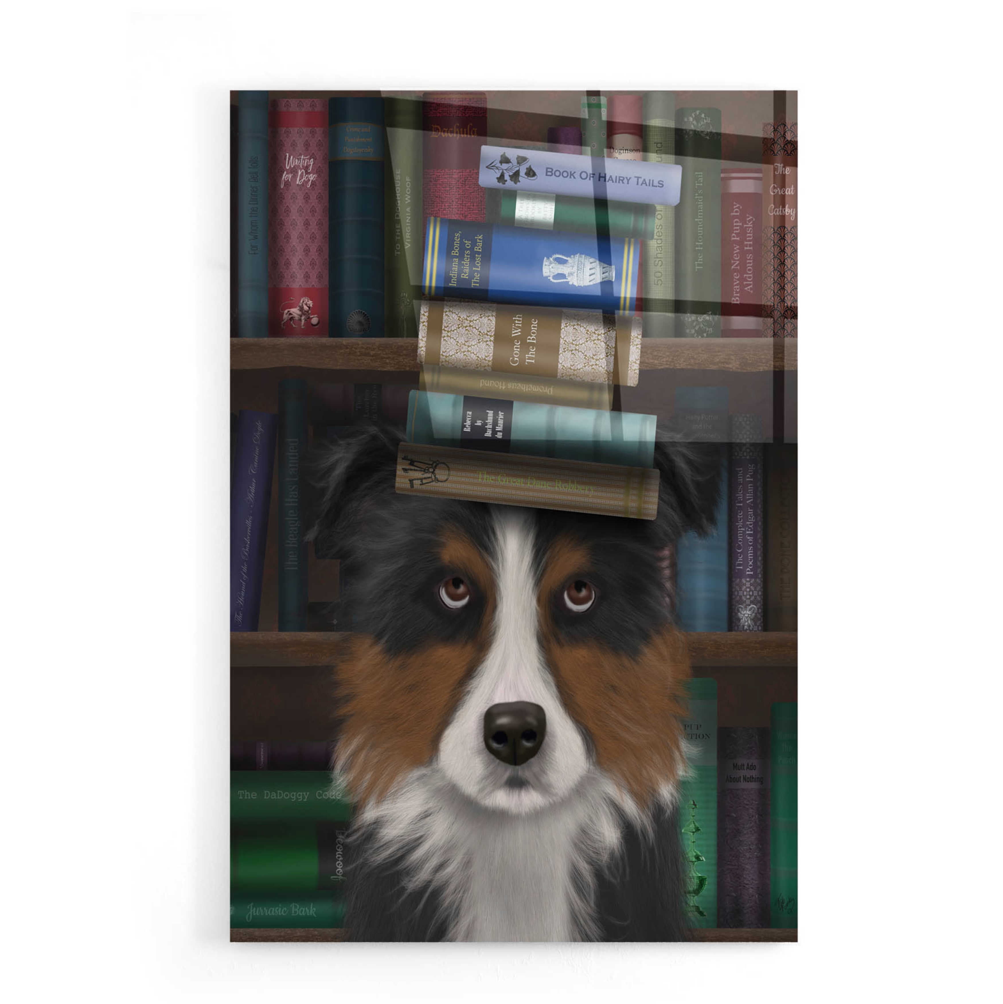 Epic Art 'Border Collie, Tricolour, and Books' by Fab Funky, Acrylic ...