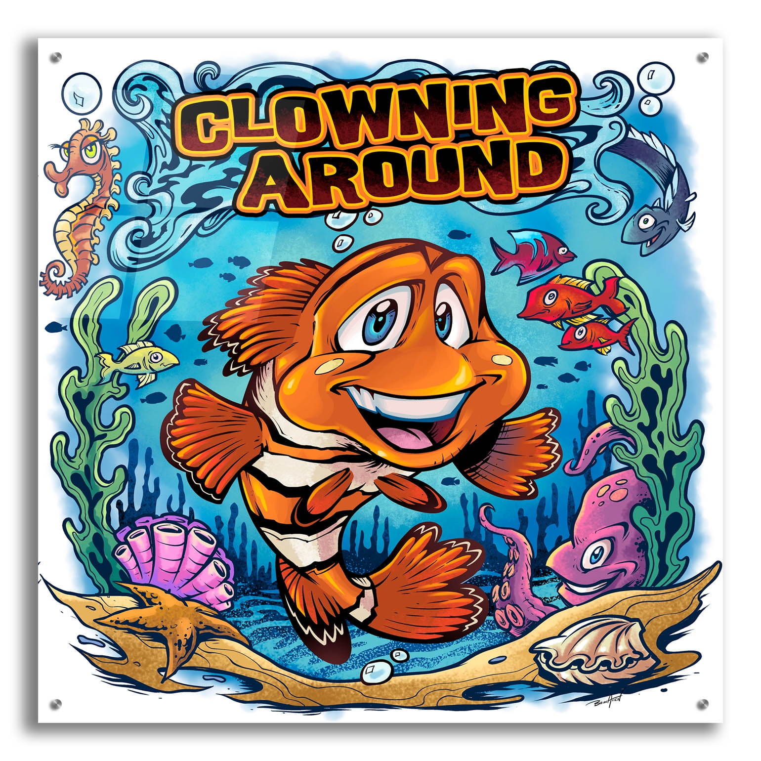 Epic Art 'Clown Fish Underwater Scene' by Flyland Designs, Acrylic ...
