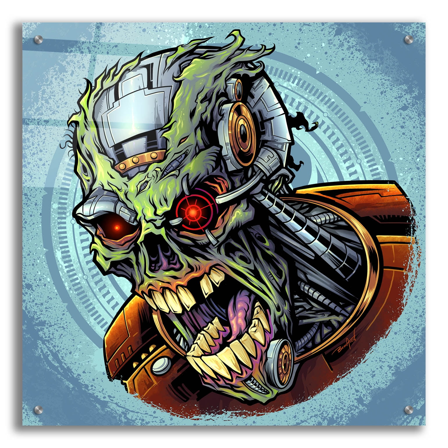 Epic Art 'Cyborg Zombie' by Flyland Designs, Acrylic Glass Wall Art, 24 ...