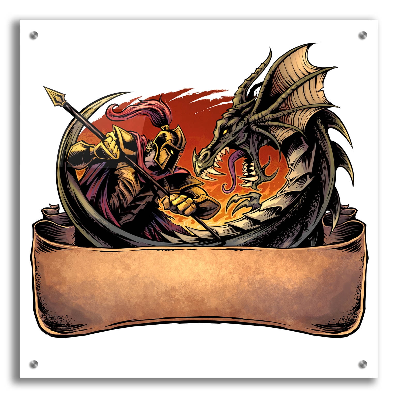 Epic Art 'Dragon and Knight' by Flyland Designs, Acrylic Glass Wall Art ...