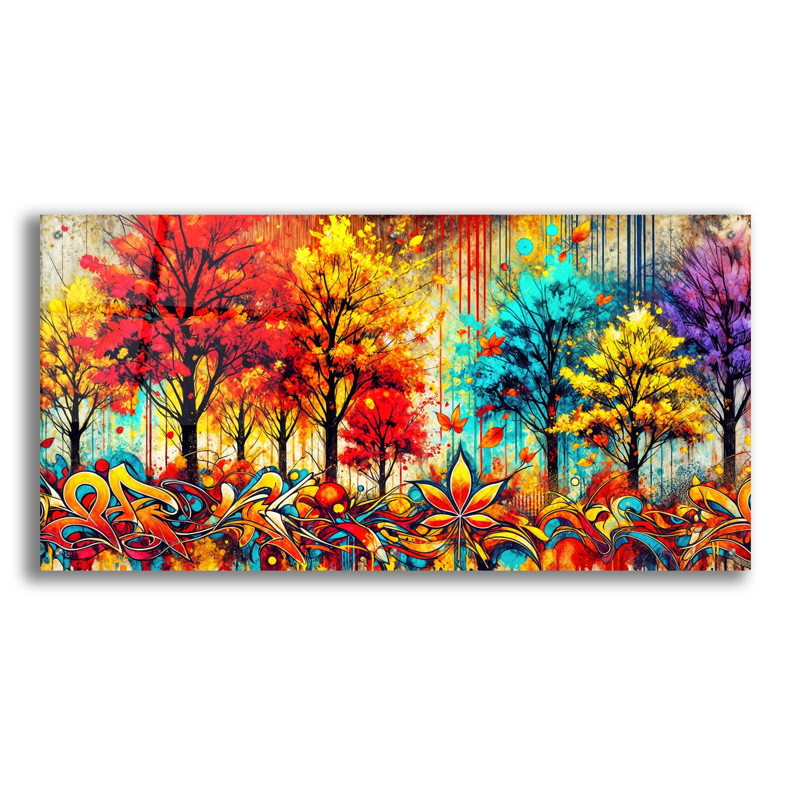 Epic Art 'Fall Foliage Graffiti' by Rey Klimt Acrylic Glass Wall Art ...