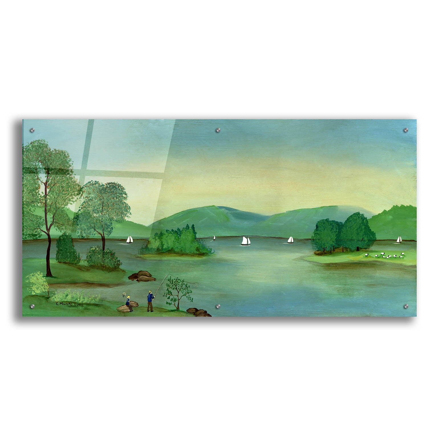 Epic Art 'Fishing On The Hudson' by C Munro Acrylic Glass Wall Art, 48 ...