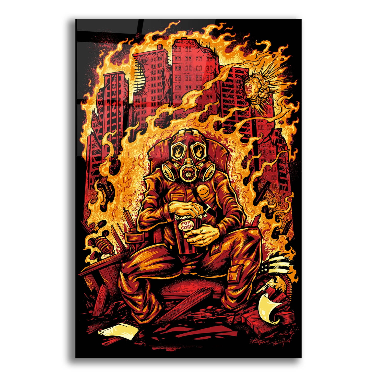 Epic Art 'Gas Mask Destroyed City' by Flyland Designs, Acrylic Glass ...