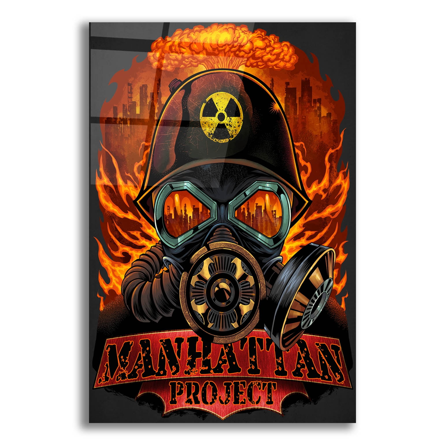 Epic Art 'Gas Mask Nuclear Explosion' by Flyland Designs, Acrylic Glass ...