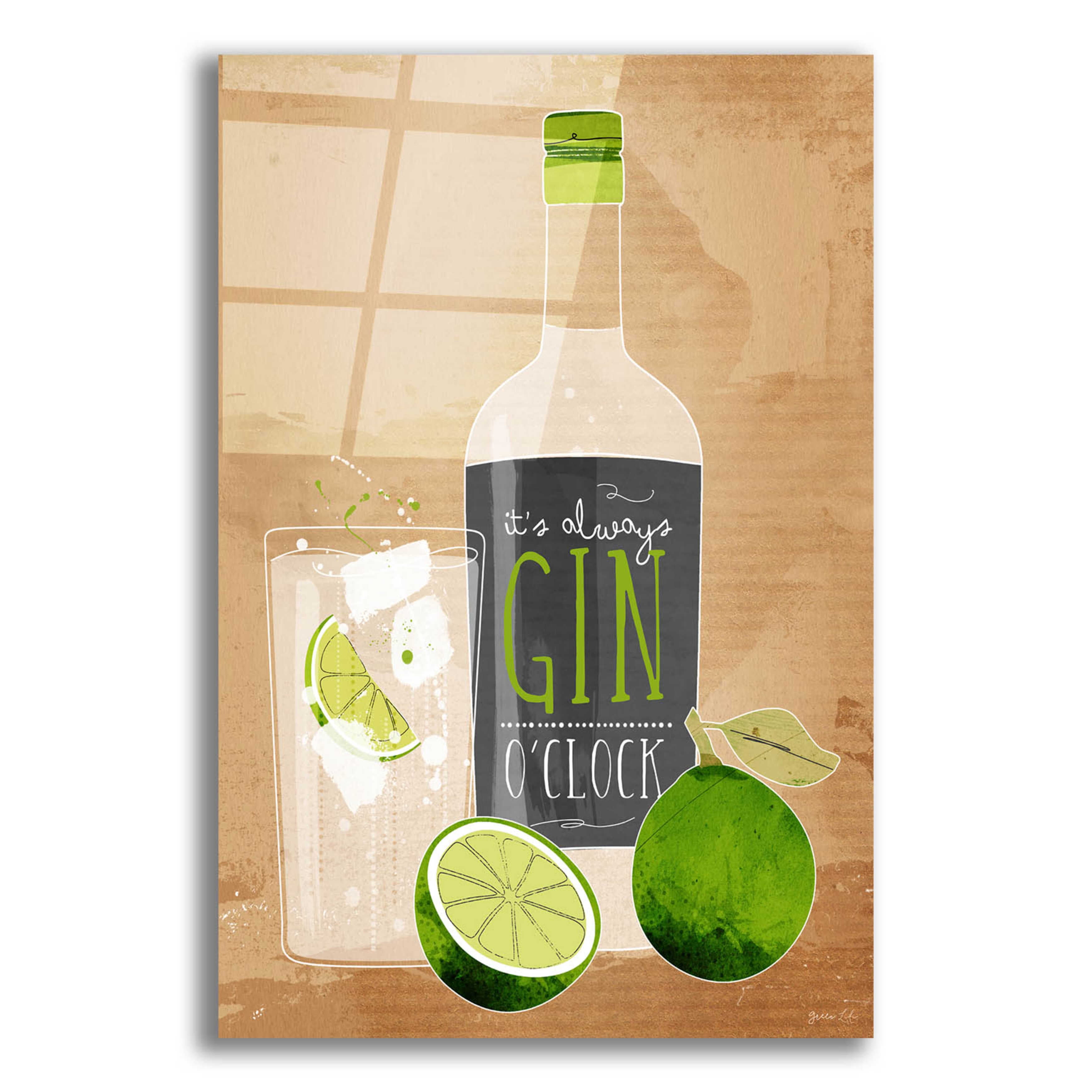 Epic Art 'Gin O’Clock' by Green Lili, Acrylic Glass Wall Art, 12"x16 ...